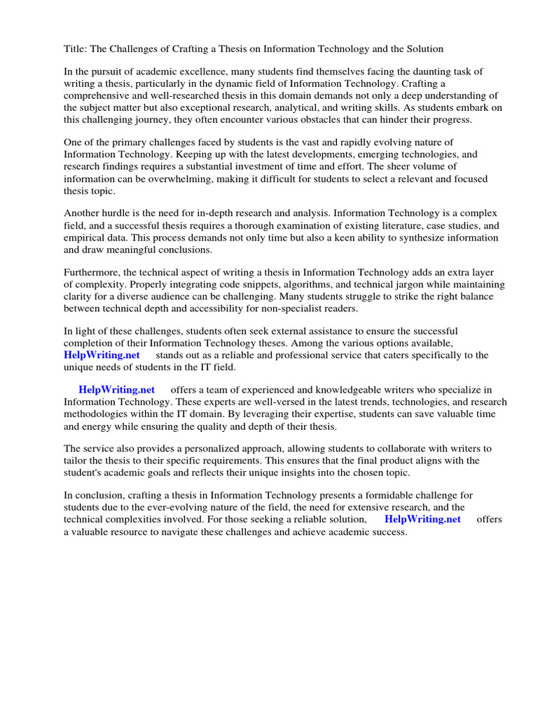 Sample Thesis Topic Information Technology Pdf Thesis