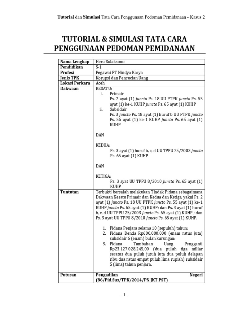 (II) Tutorial Dan Simulasi Tata Cara Penggunaan Pedoman Pemidanaan | PDF | Pengelolaan Keuangan ...