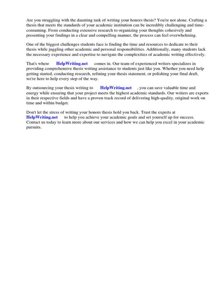 Honours Thesis Writing Tips | PDF | Thesis | Information