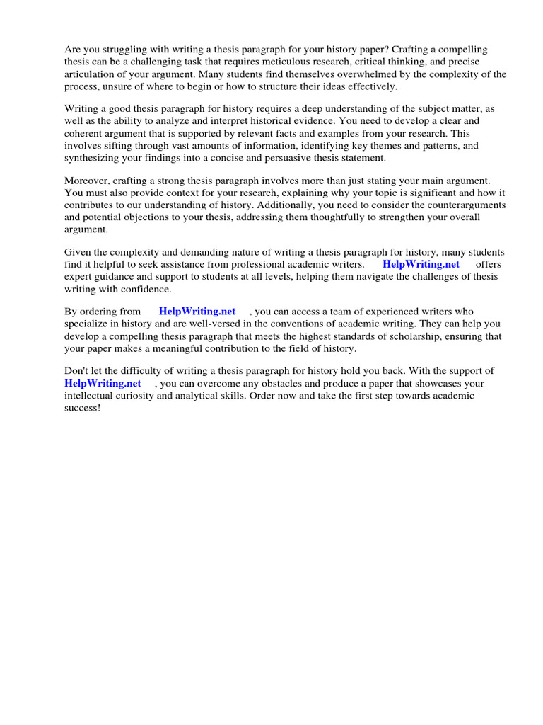 How To Write A Good Thesis Paragraph For History | PDF | Essays | Argument