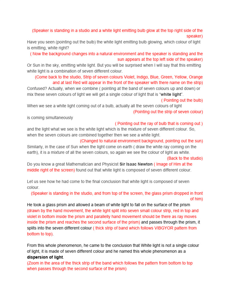 Dispersion of Light | PDF | Refraction | Refractive Index