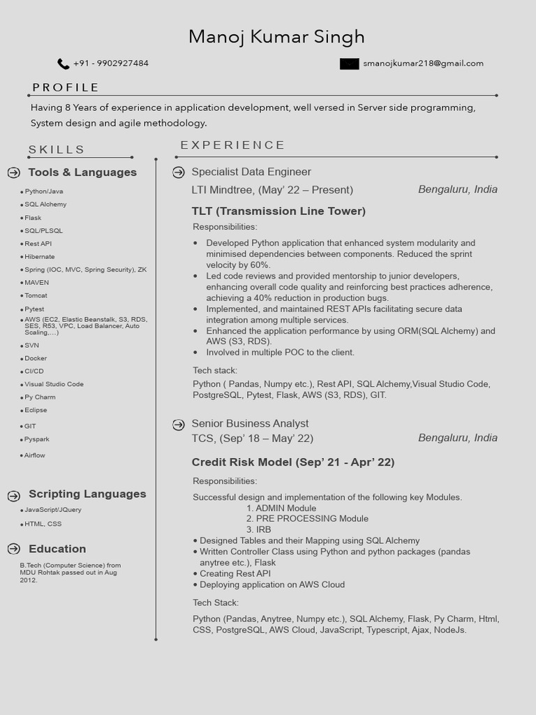 Manoj_Resume | PDF | Amazon Web Services | Python (Programming Language)