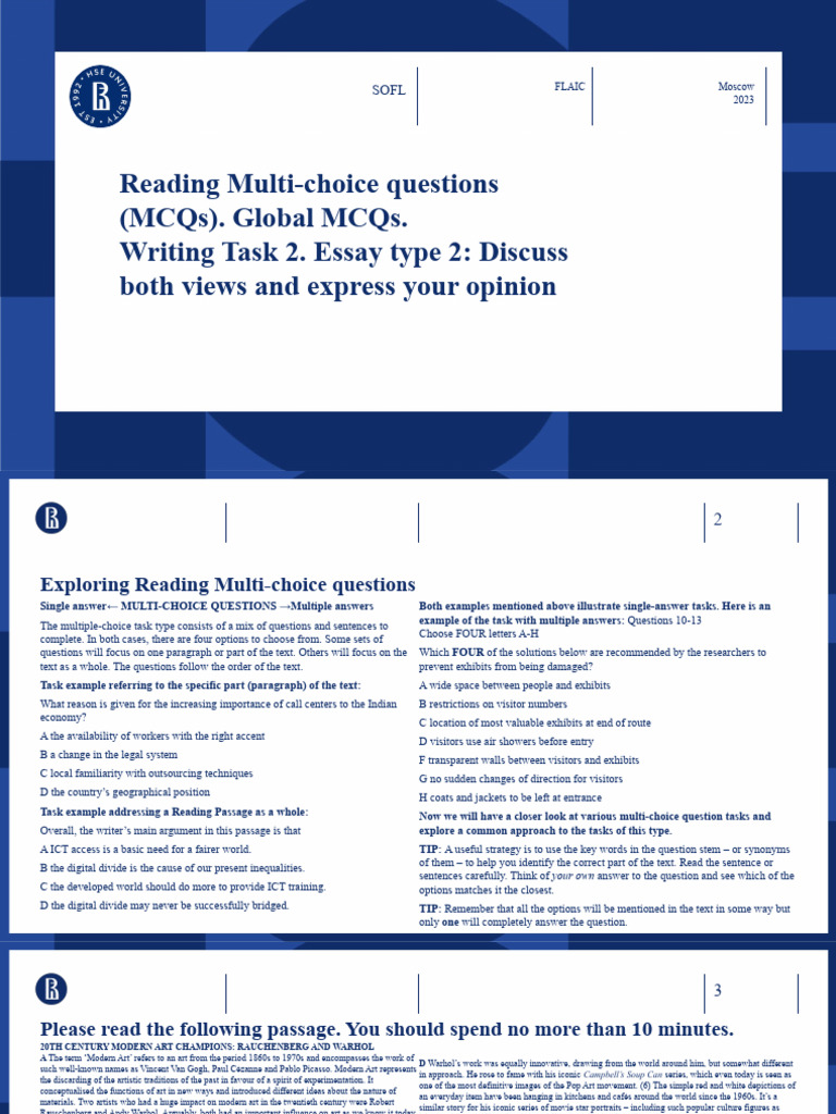 Reading Multi-choice Questions | PDF | Experience | Knowledge