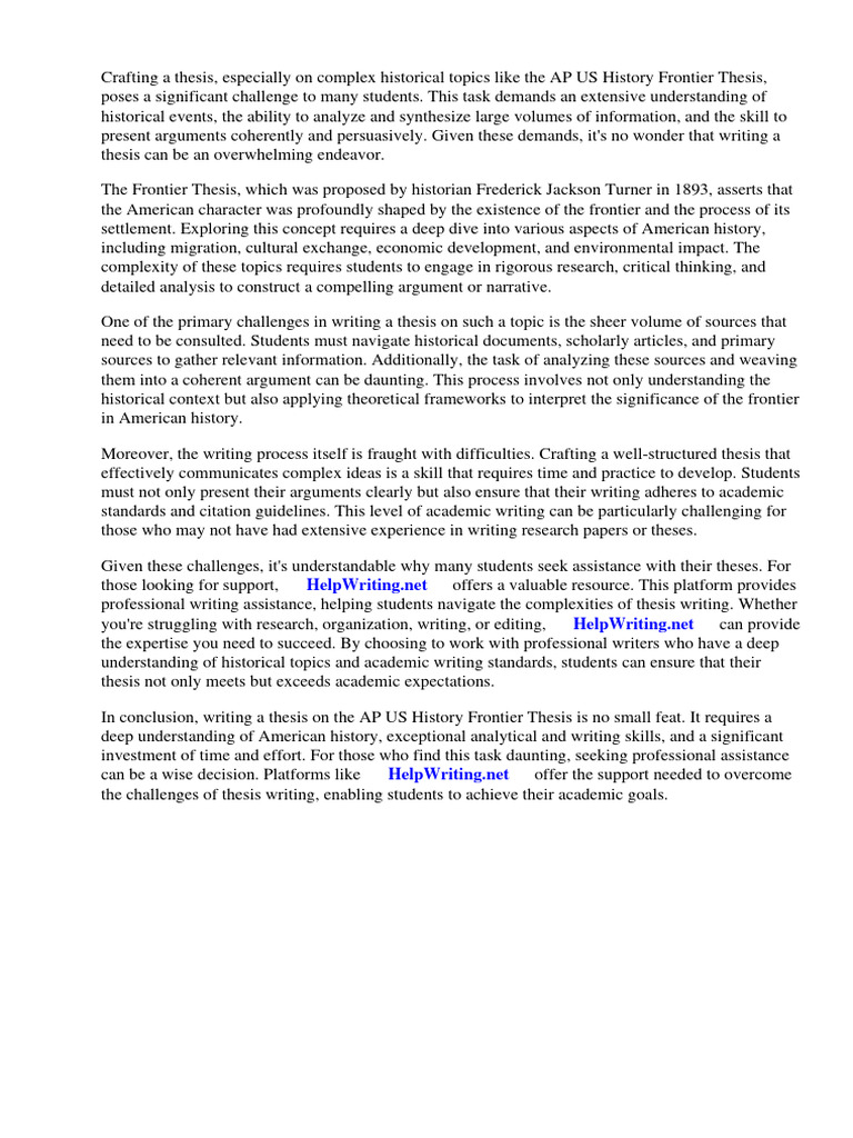 AP Us History Frontier Thesis | PDF | American Frontier | The United States
