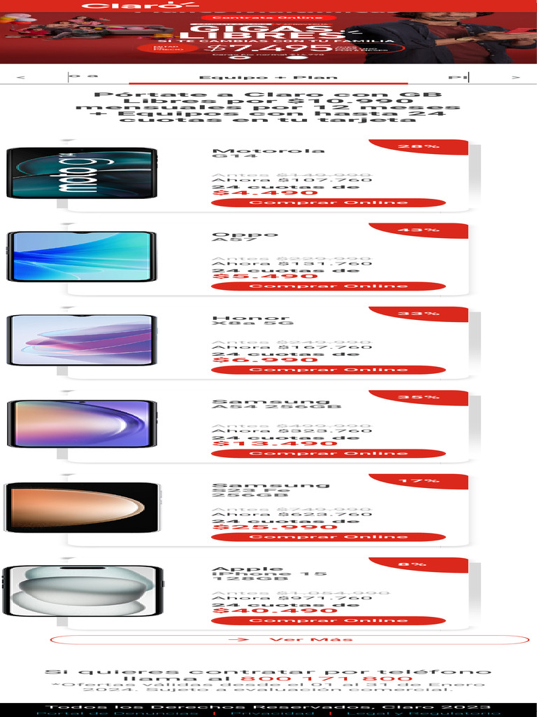 Ofertas y Planes de Claro Chile 2024 | PDF | Smartphone | Yo telefono