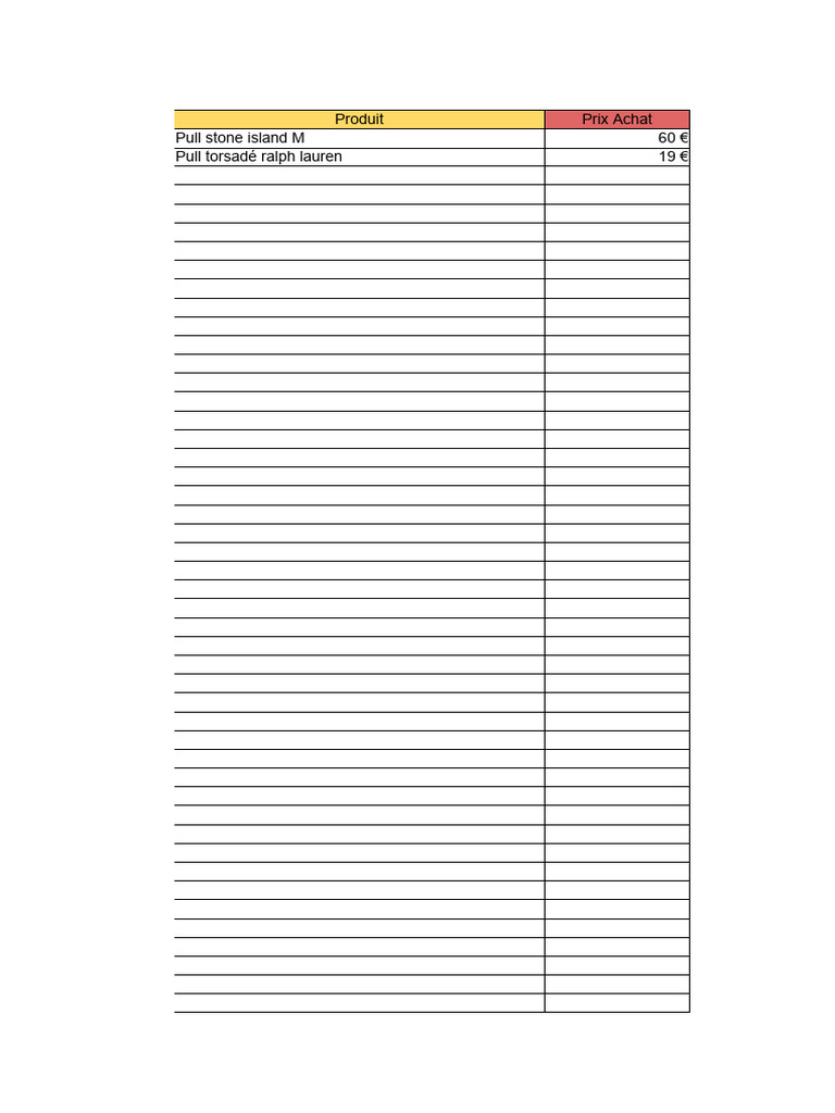 Tableur VintedPLUG | PDF