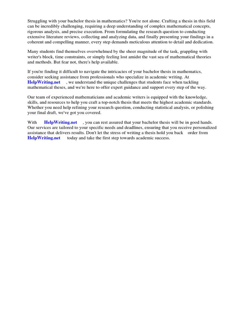 Bachelor Thesis Mathematik | PDF | Mathematics | Thesis