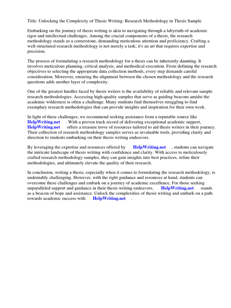 Research Methodology in Thesis Sample | PDF | Methodology | Qualitative ...