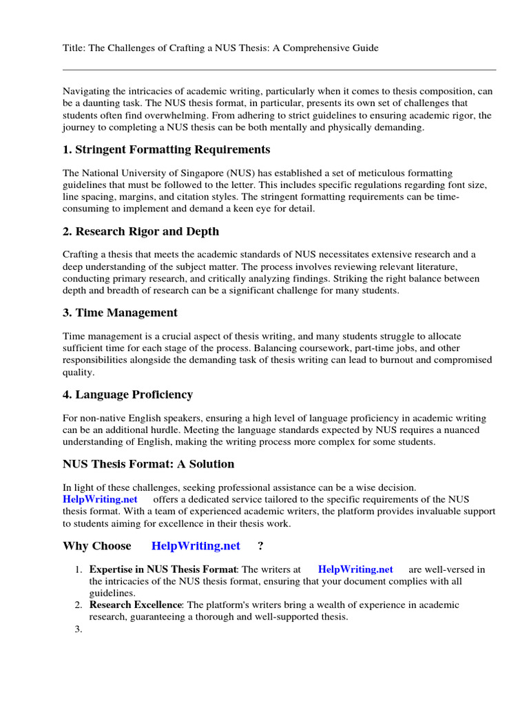 Nus Thesis Format | PDF