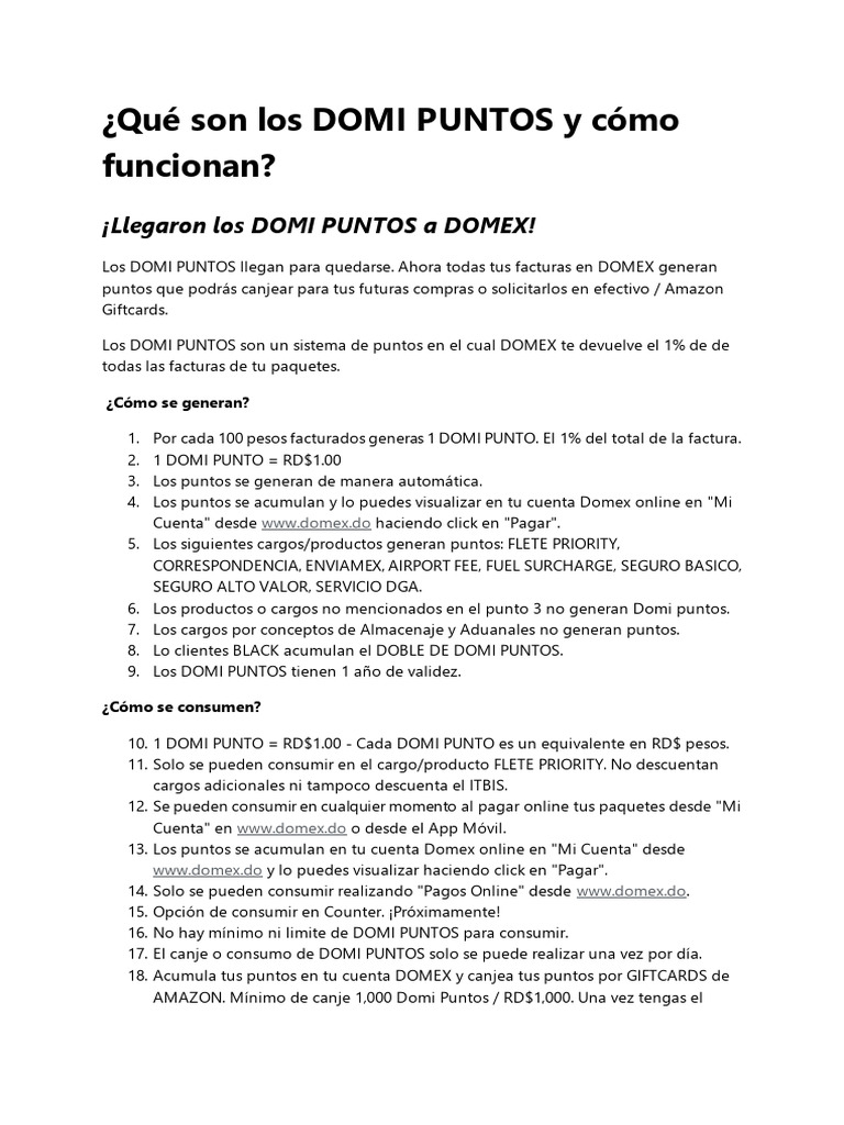 ¿Qué Son Los DOMI PUNTOS | PDF | Negocios