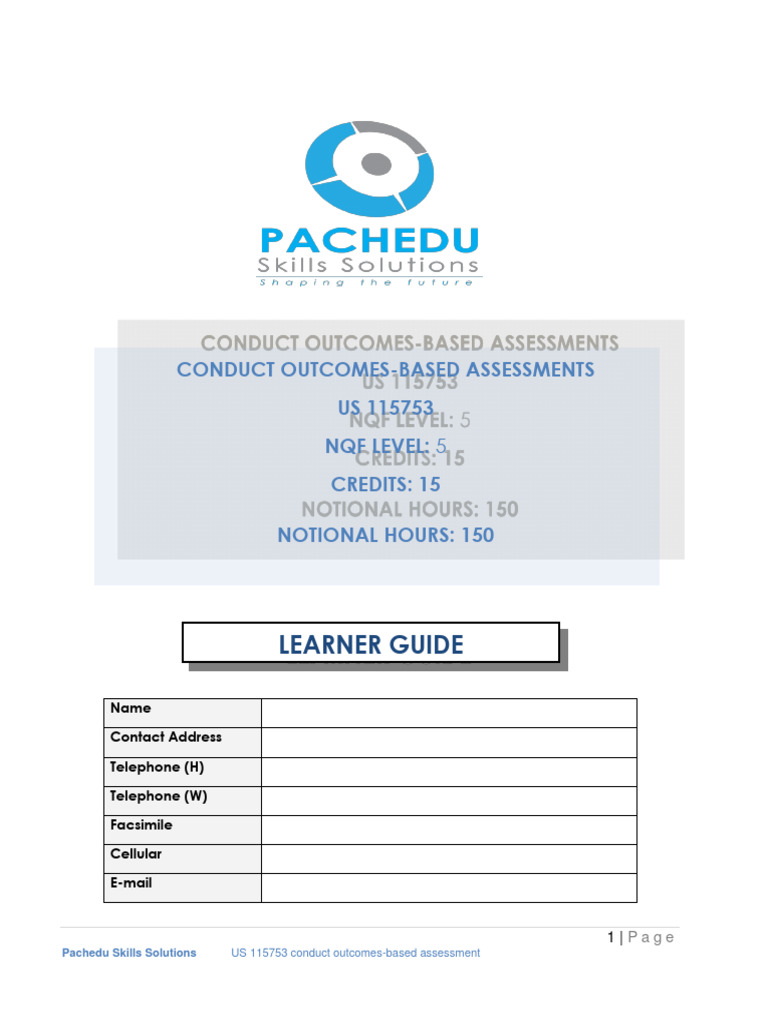 Learner Guide 1 | PDF | Educational Assessment | Cognition