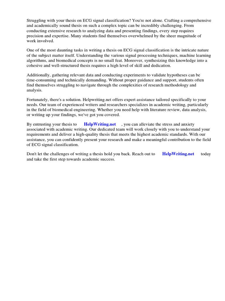 Ecg Signal Classification Thesis Pdf Machine Learning Electrocardiography