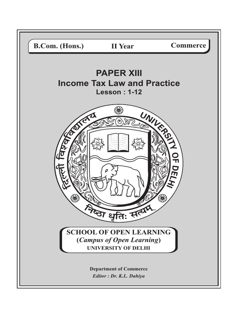 Lesson - 1 To 12 (Income Tax Law and Practice) | PDF | Income Tax | Taxes
