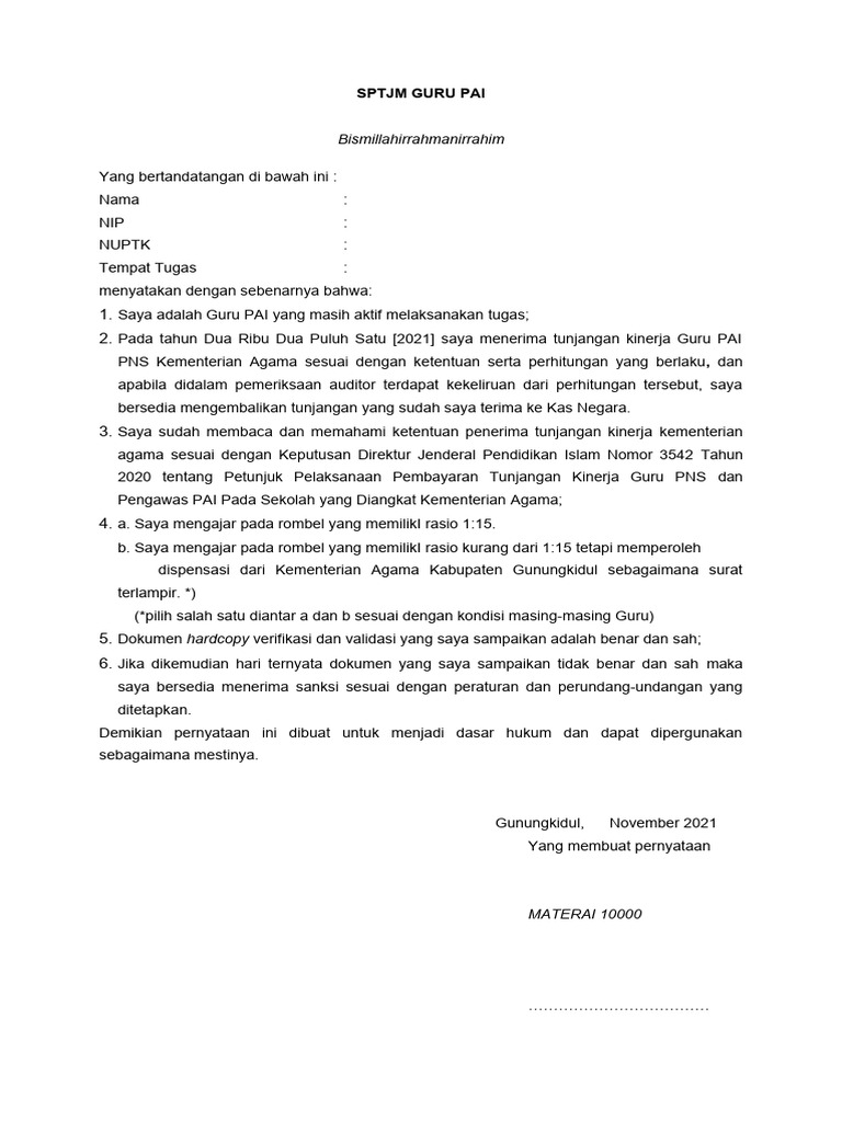 SPTJM GURU Dan PENGAWAS | PDF