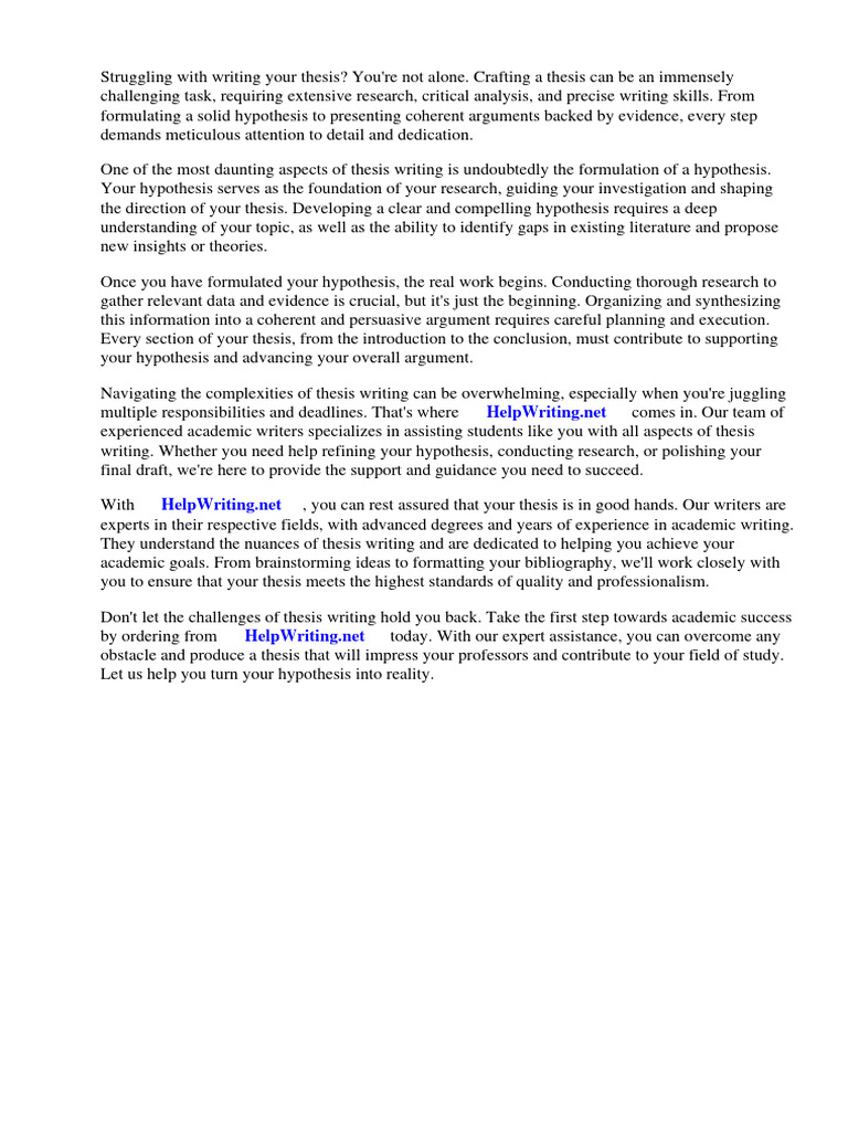 Hypothesis Thesis Writing | PDF | Hypothesis | Experiment