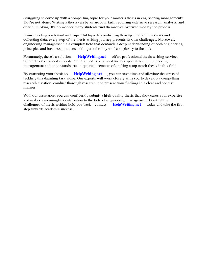 Master Thesis Topics in Engineering Management | PDF | Thesis | Strategic Management