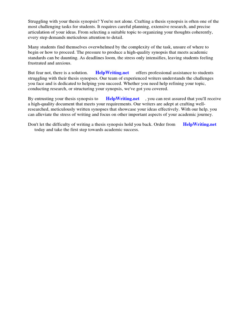 Thesis Synopsis Format PDF | PDF | Thesis | Academic Publishing