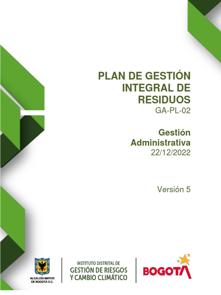 GA-PL-02 Plan de gestión integral de residuos V5 (2) | PDF | Residuos | Reciclaje