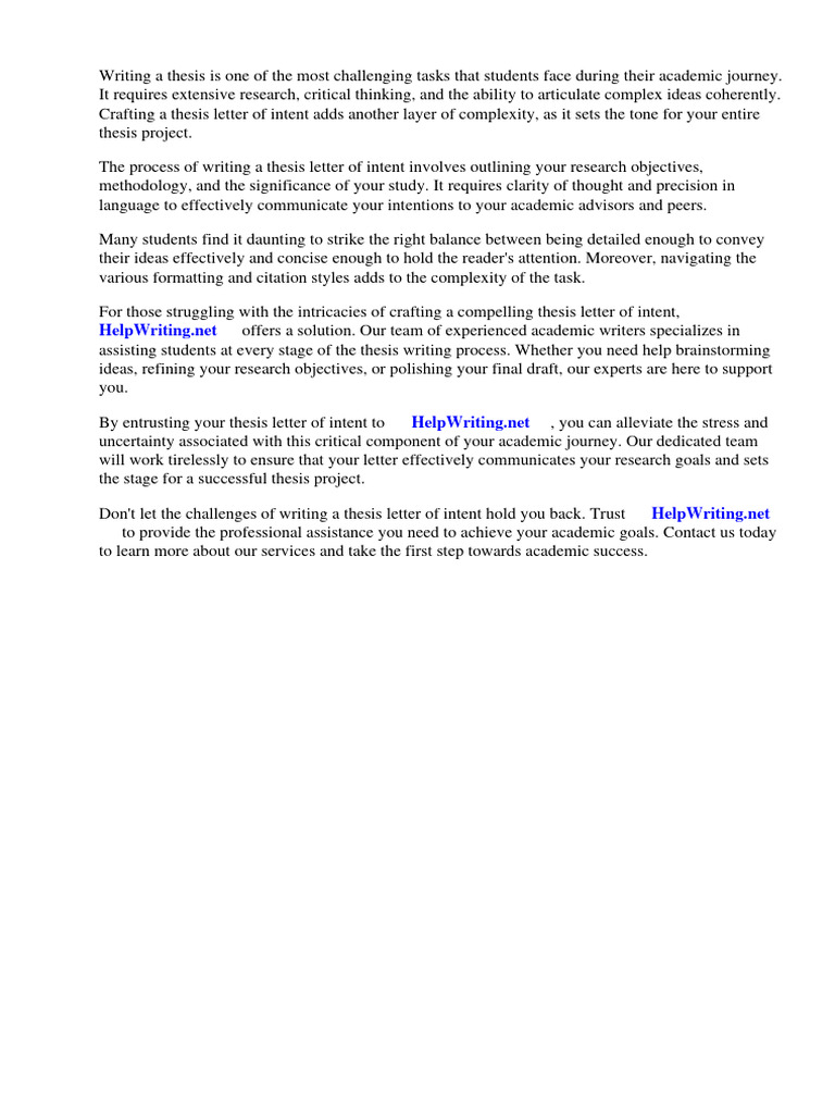 Thesis Letter of Intent | Download Free PDF | Thesis | Résumé