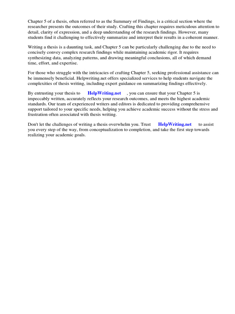 Chapter 5 Thesis Summary of Findings | Download Free PDF | Qualitative ...