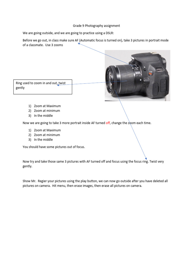 Grade 9 Photography Assignment | PDF | Camera | Autofocus