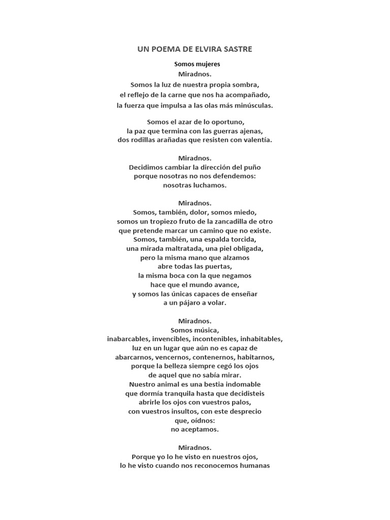 Un Poema de Elvira Sastre | PDF