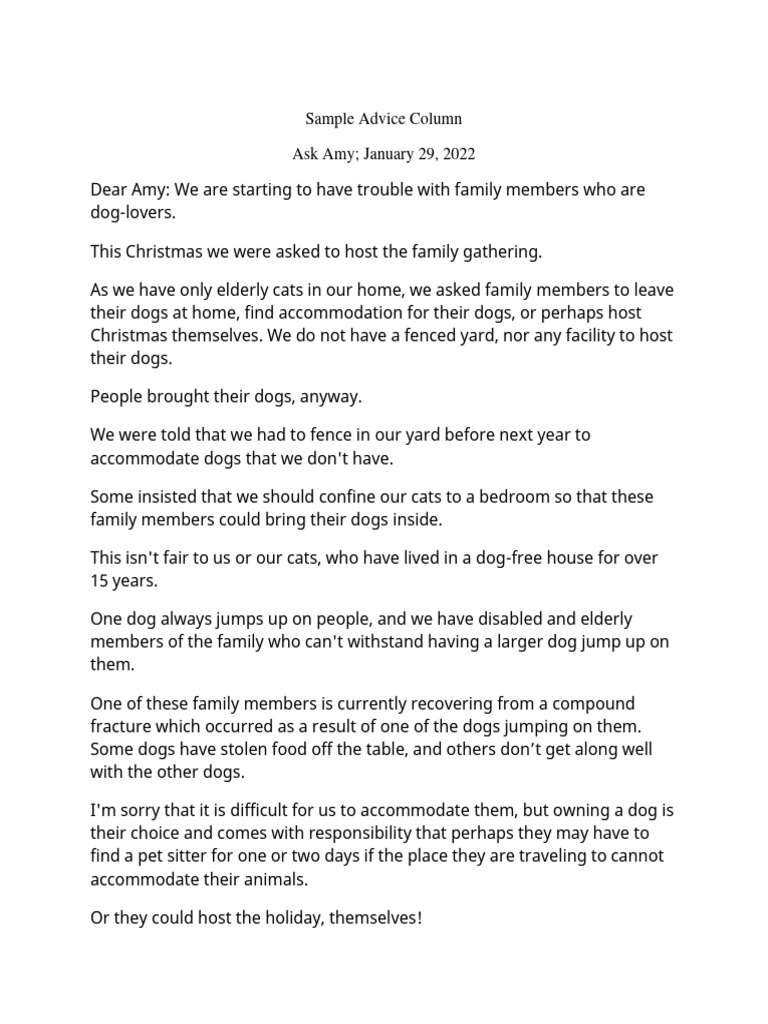 Midsummer Night's Dream Sample Advice Column | PDF | Dogs