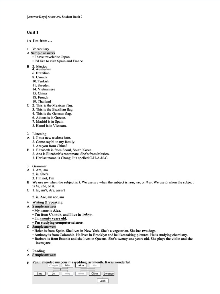 PDF Surpass 2 Student Book Answer Key - Compress | PDF | Meal | Lunch
