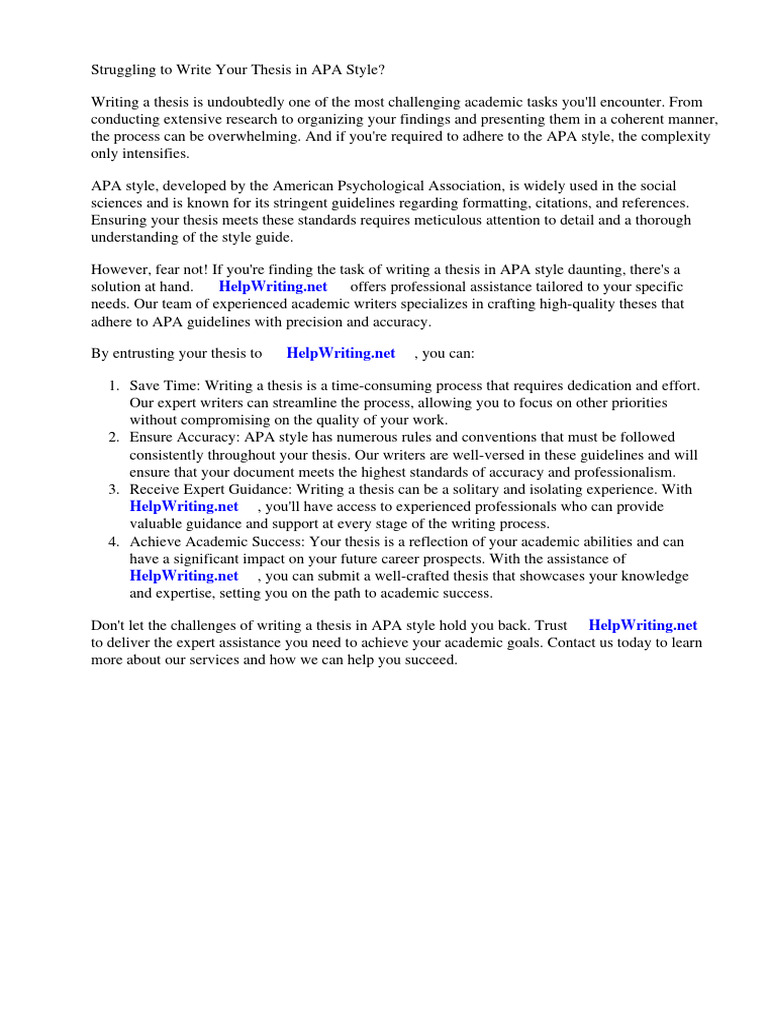 Example Thesis Apa Style | Download Free PDF | Apa Style | Thesis