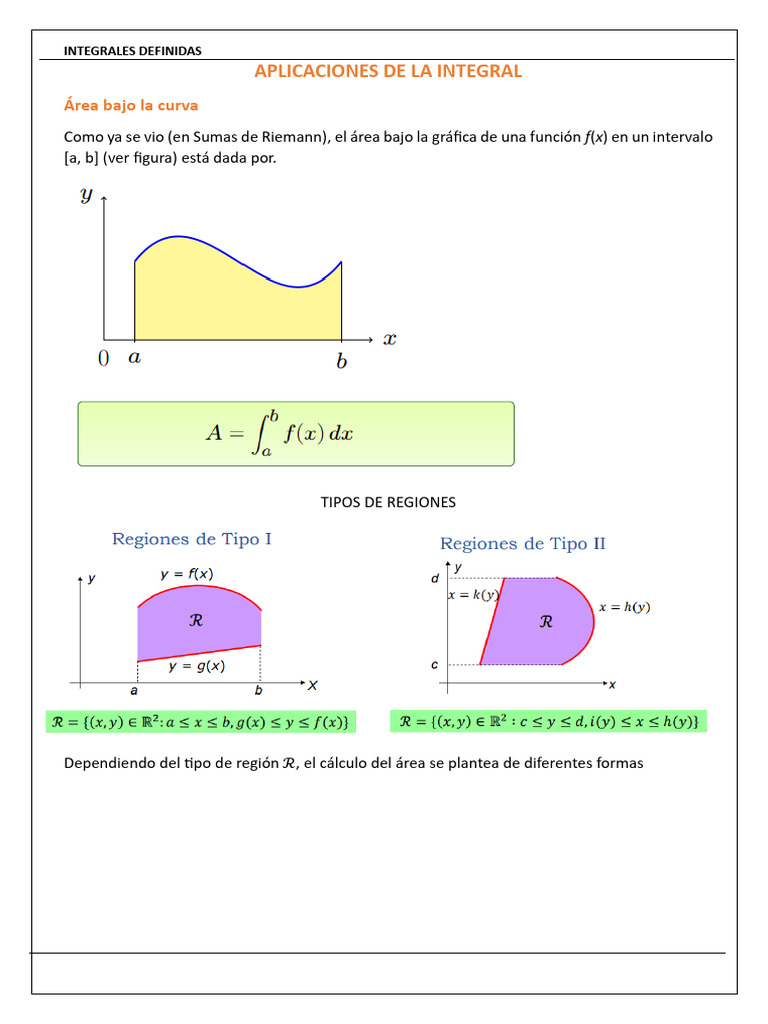 área Bajo La Curva Ejercicios Y Teoría Pdf Integral Análisis