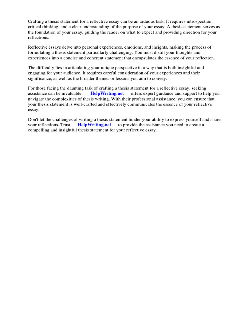 Example of A Thesis Statement For A Reflective Essay | PDF | Essays ...