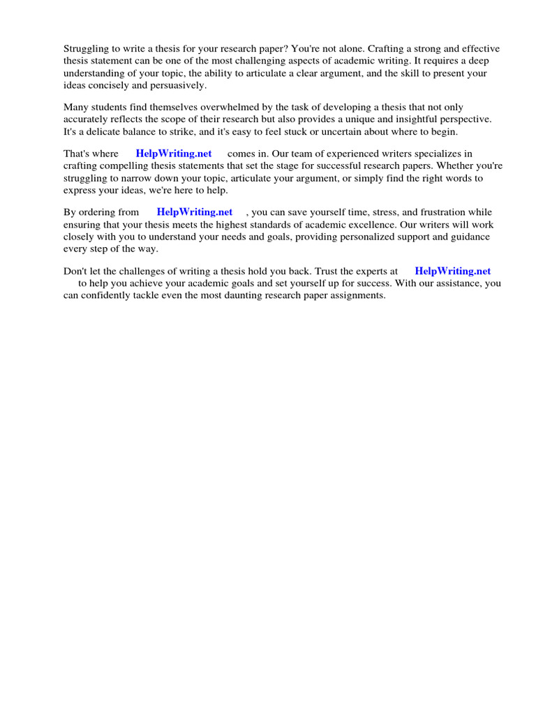 Writing A Good Thesis For A Research Paper | PDF | Essays | Thesis