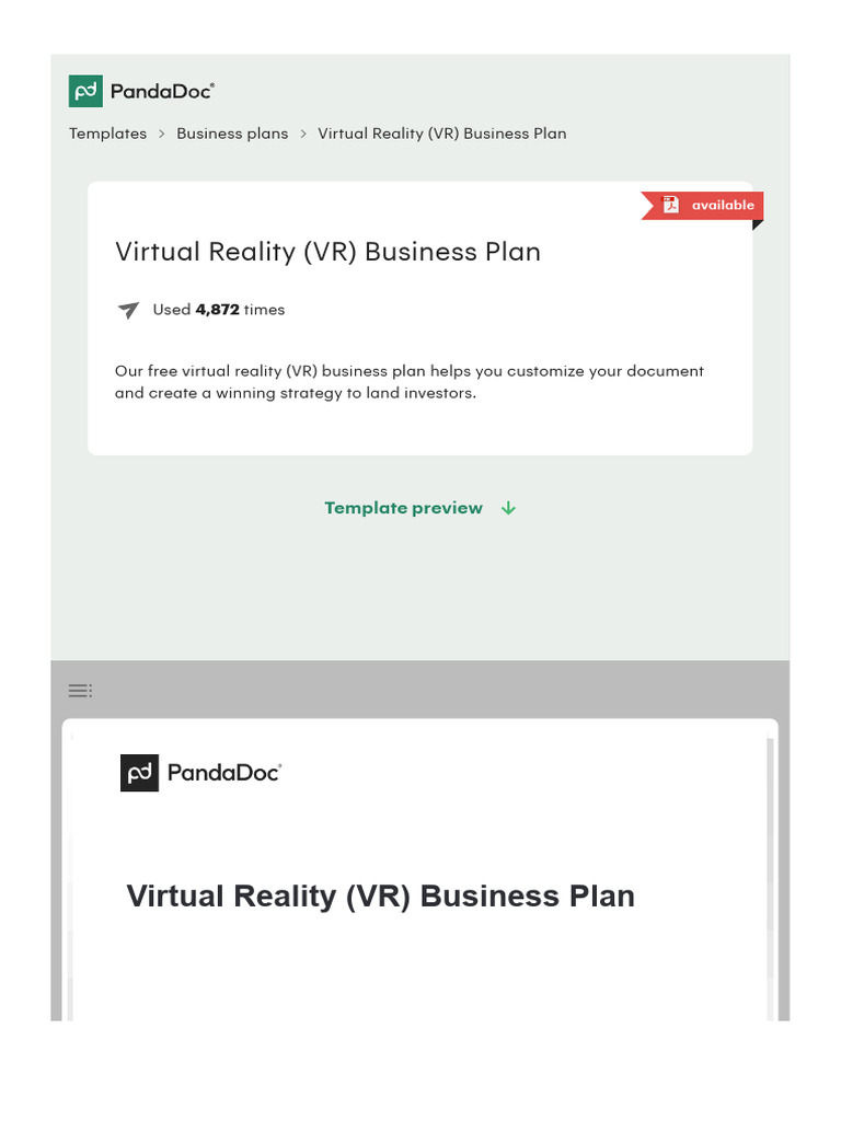 VR Business Plan Template Guide | PDF | Virtual Reality | Business Plan