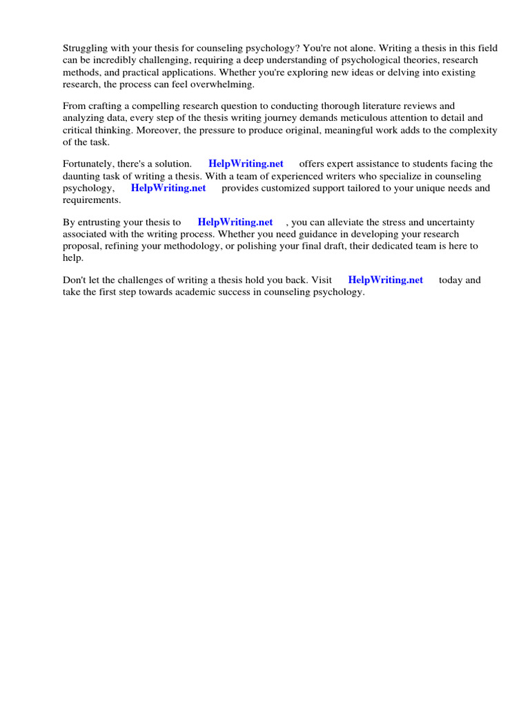 Thesis Ideas for Counseling Psychology | PDF | Psychotherapy | Psychology