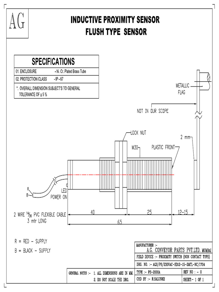 Proximity Sensor Ps2000a - (Dia-30 2 Wire) 230vac Sd12!15!3mtl-Nc 1704 ...