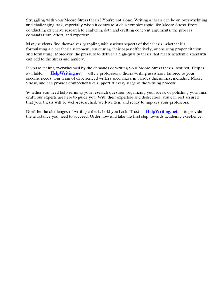 Moore Stress Thesis | PDF | Thesis | Stress (Biology)