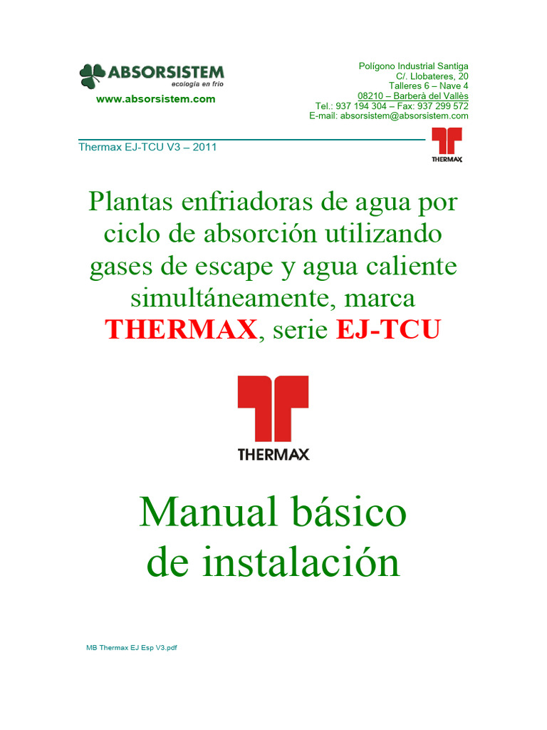 Thermax EJ-TCU | PDF | Agua | Refrigeración