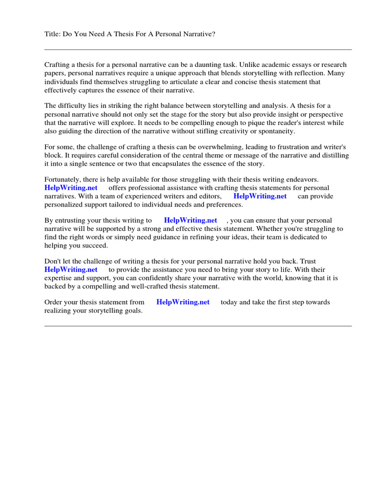 Do You Need A Thesis For A Personal Narrative | PDF | Essays | Narrative