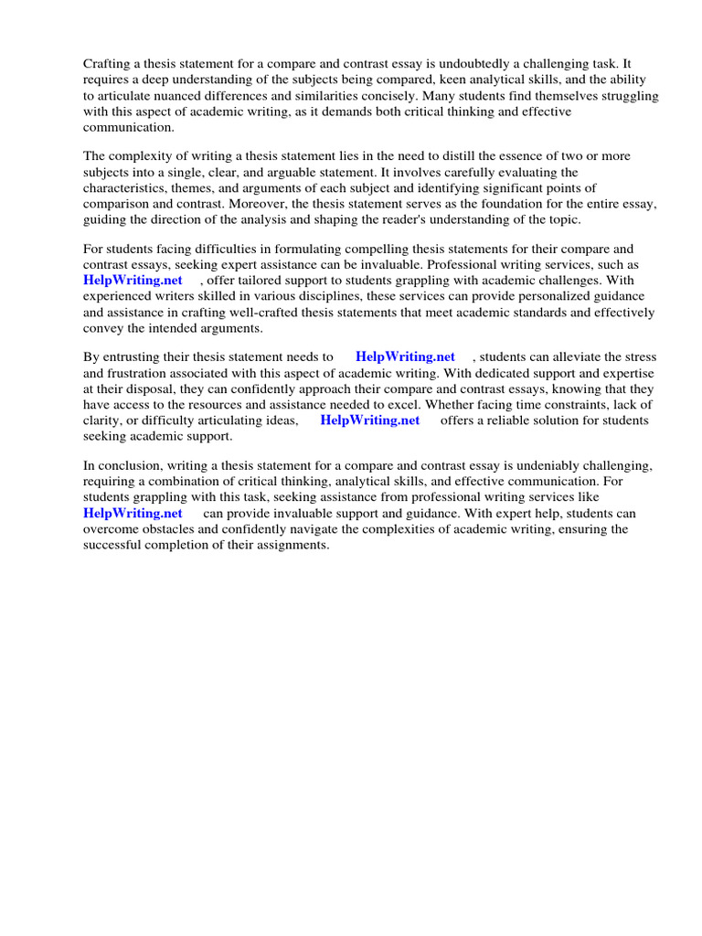 Thesis Statements Compare and Contrast | PDF | Essays | Thought