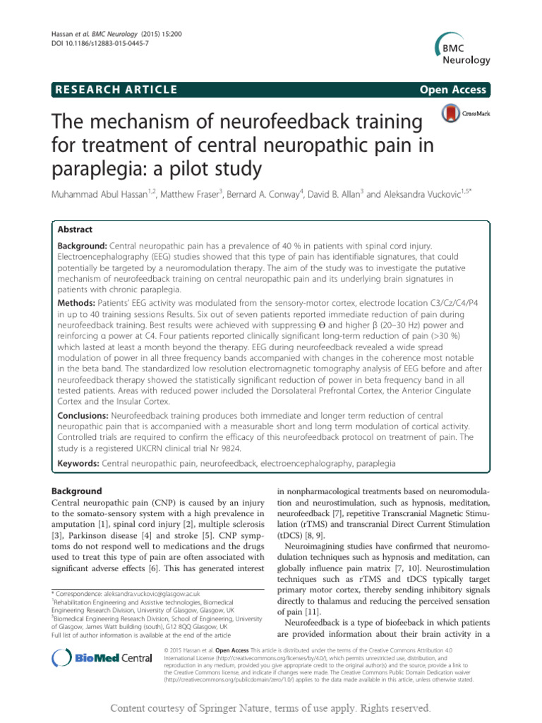 The Mechanism of Neurofeedback Training For Treatm | PDF ...