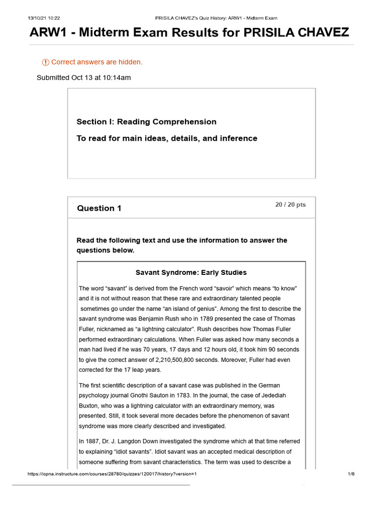 Midterm Exam A10 Avanzado 10 | PDF | Autism Spectrum | Cognition