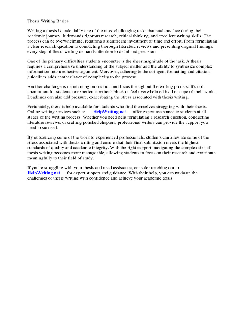 Thesis Writing Basics | PDF | Thesis | Essays Thesis Writing Basics | PDF | Thesis | Essays