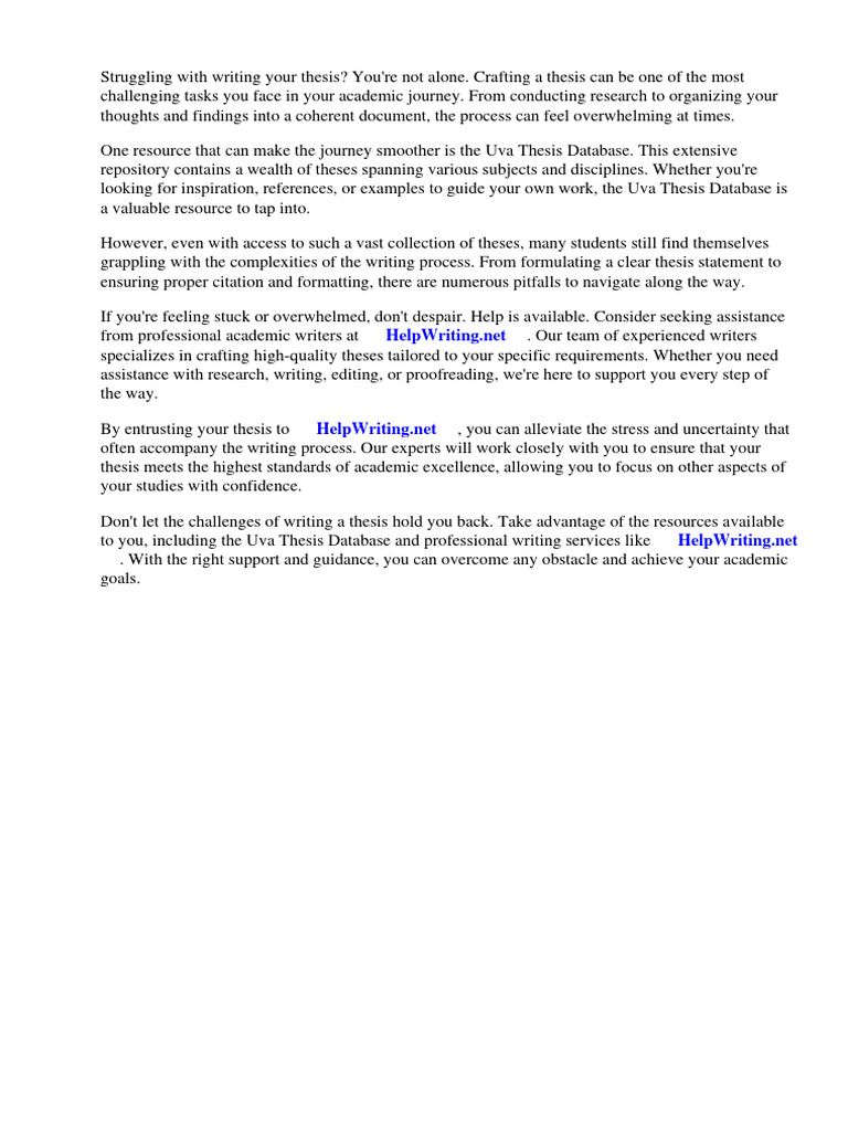 Uva Thesis Database | PDF | Thesis | Libraries