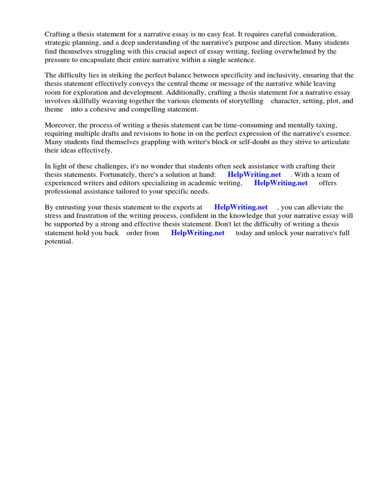 Thesis Statement in A Narrative Essay | PDF | Essays | Narrative