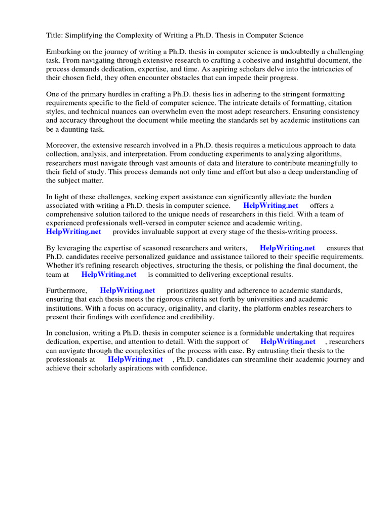 PHD Thesis Format in Computer Science | PDF | Thesis | Methodology