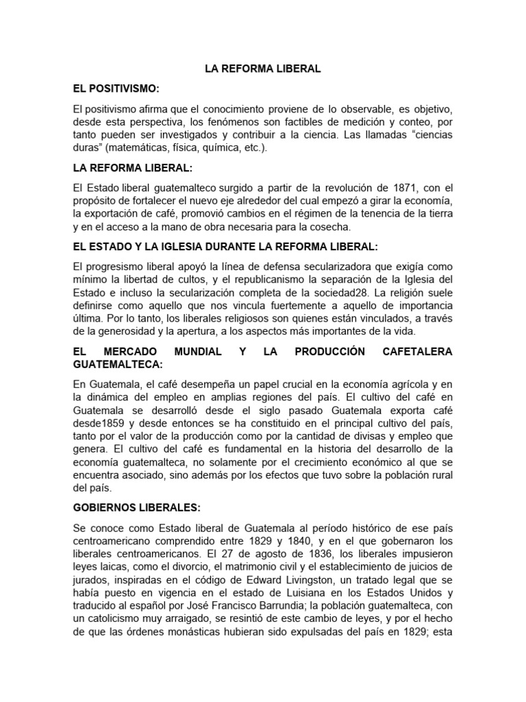 Resumen Reforma Liberal 10 | PDF | Guatemala
