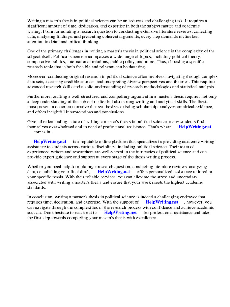 How To Write A Masters Thesis Political Science | PDF | Political ...