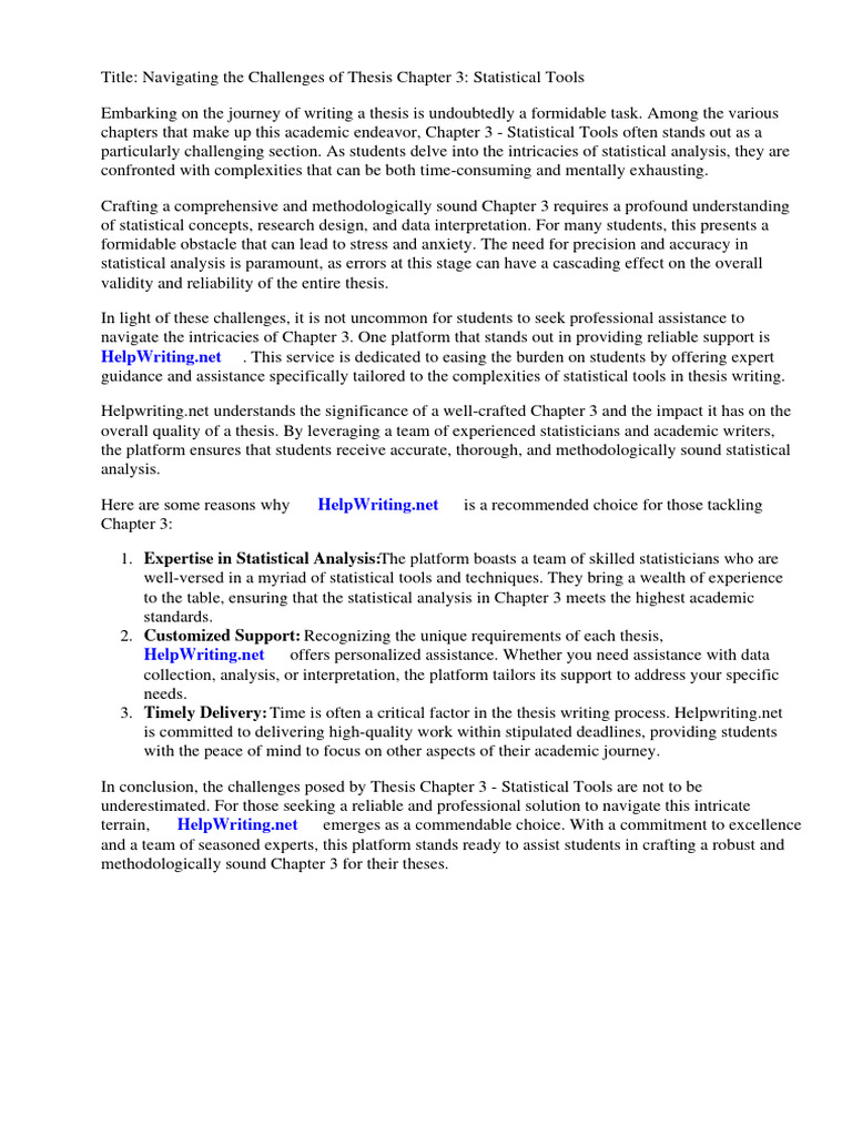 Thesis Chapter 3 Statistical Tools | PDF | Statistics | Experiment