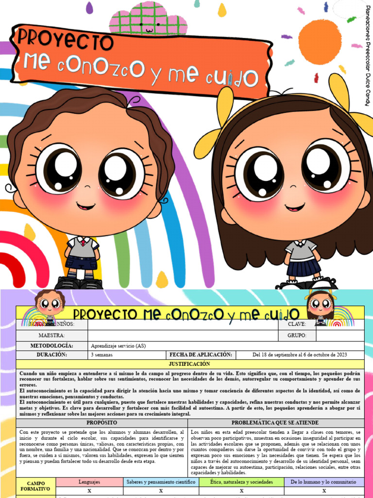 PROYECTO ME CONOZCO Y ME CUIDO DULCE CANDY | PDF | Educación de la primera infancia | Las emociones