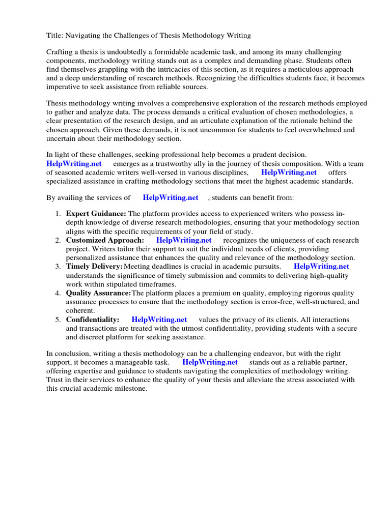 Thesis Methodology Writing | PDF | Methodology | Thesis